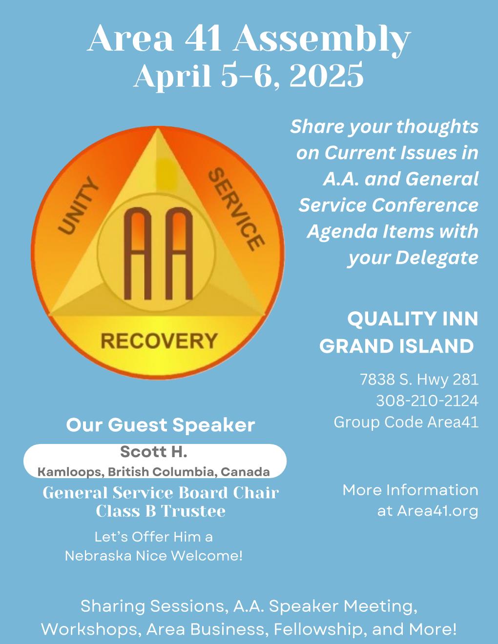 Area 41 Assembly with Business Meeting (Hybrid) | Area41.org